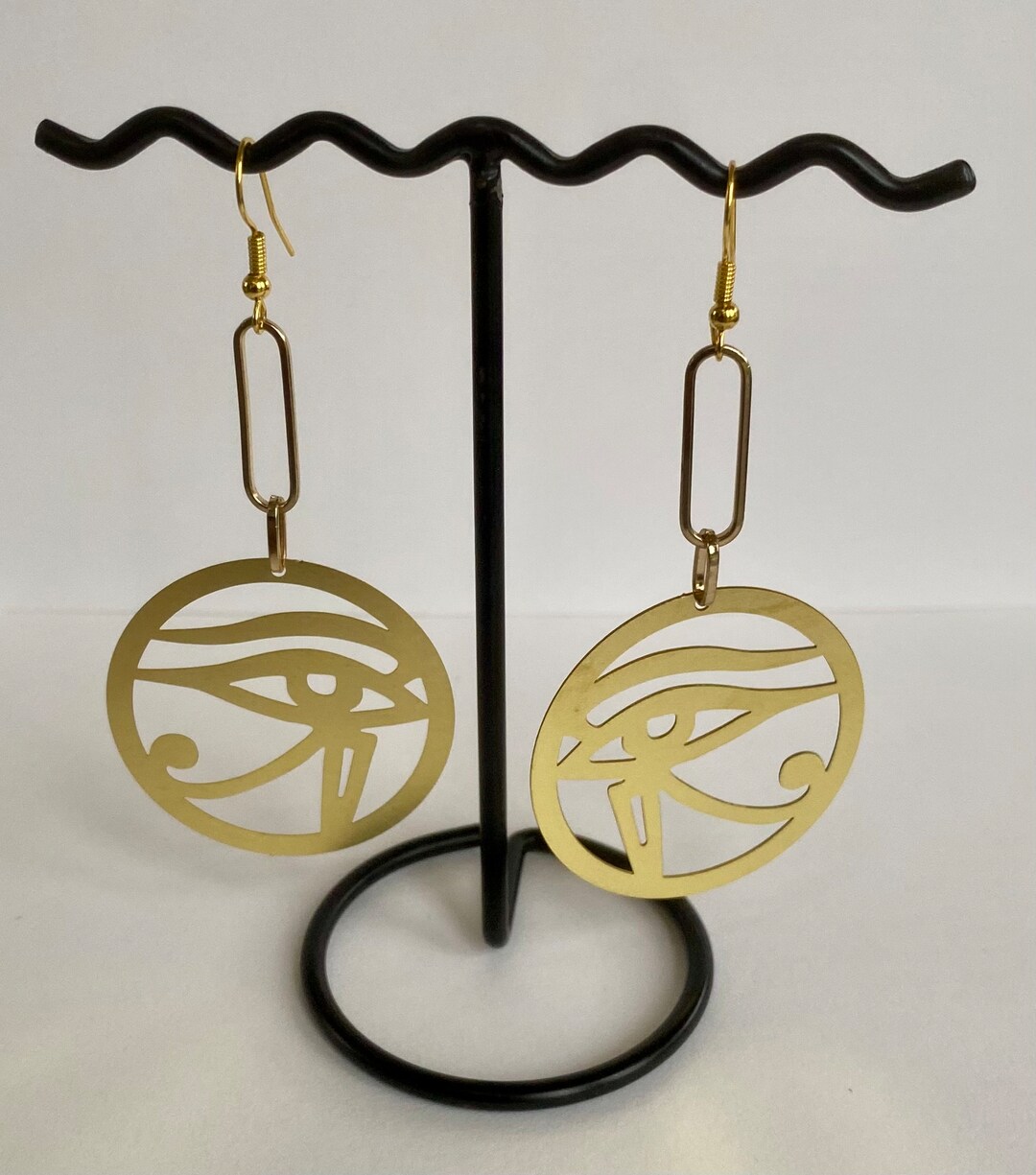 Brass Eye of Horus Earrings, African Earrings, Ethnic Earrings ...