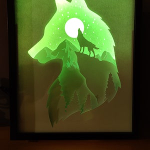 Twilight Wolf Shadow Box LED Paper Cut Light Box/light Box Minimalist ...