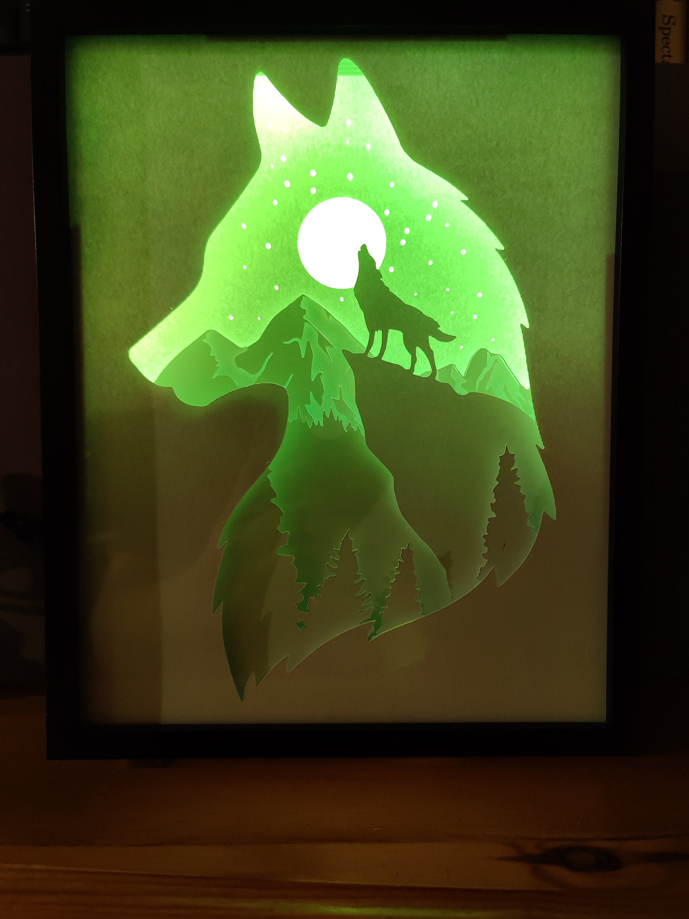 Twilight Wolf Shadow Box LED Paper Cut Light Box/light Box Minimalist ...
