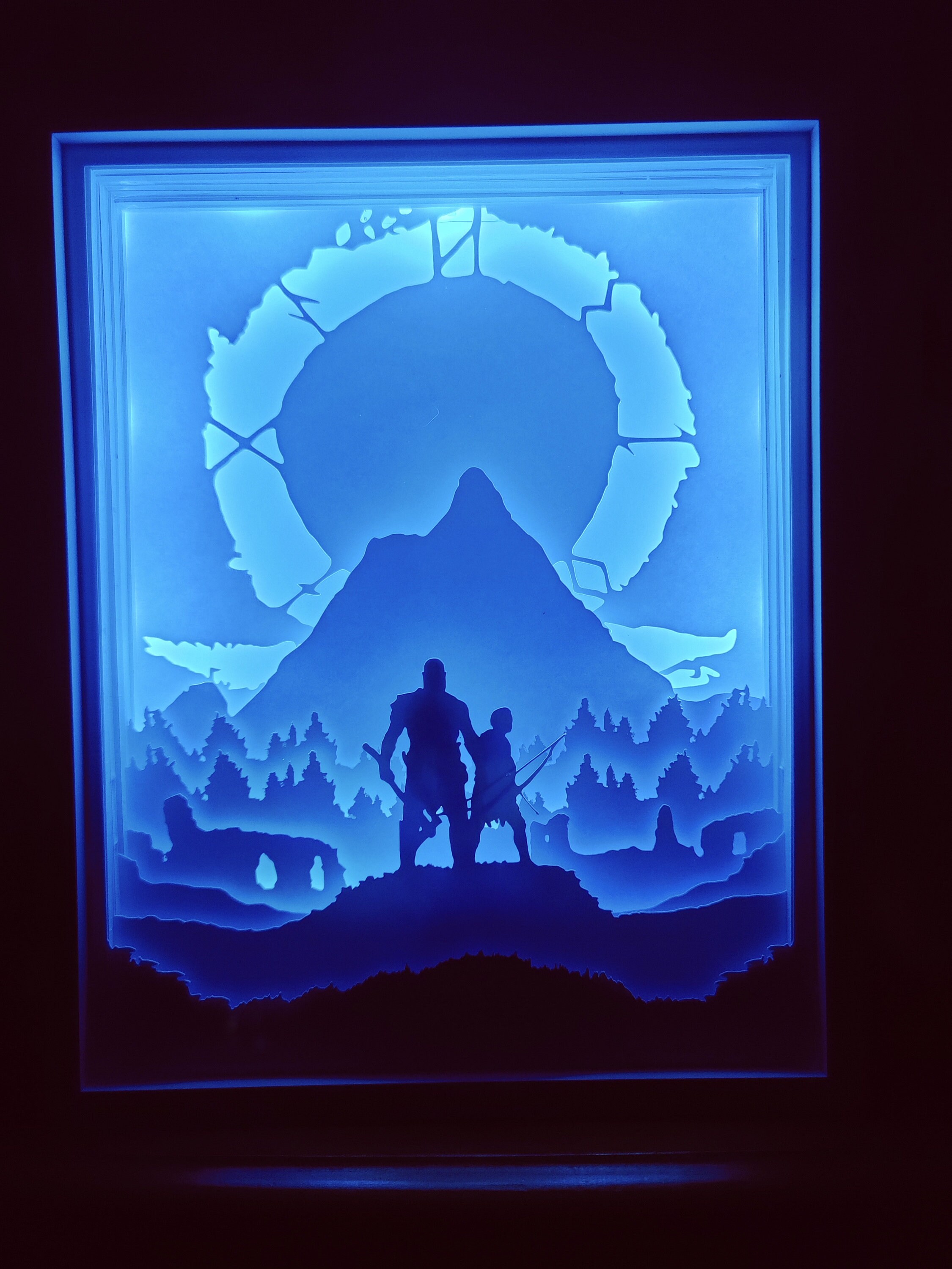 God of War Shadow Box LED Paper Cut Light Box/light Box Minimalist ...