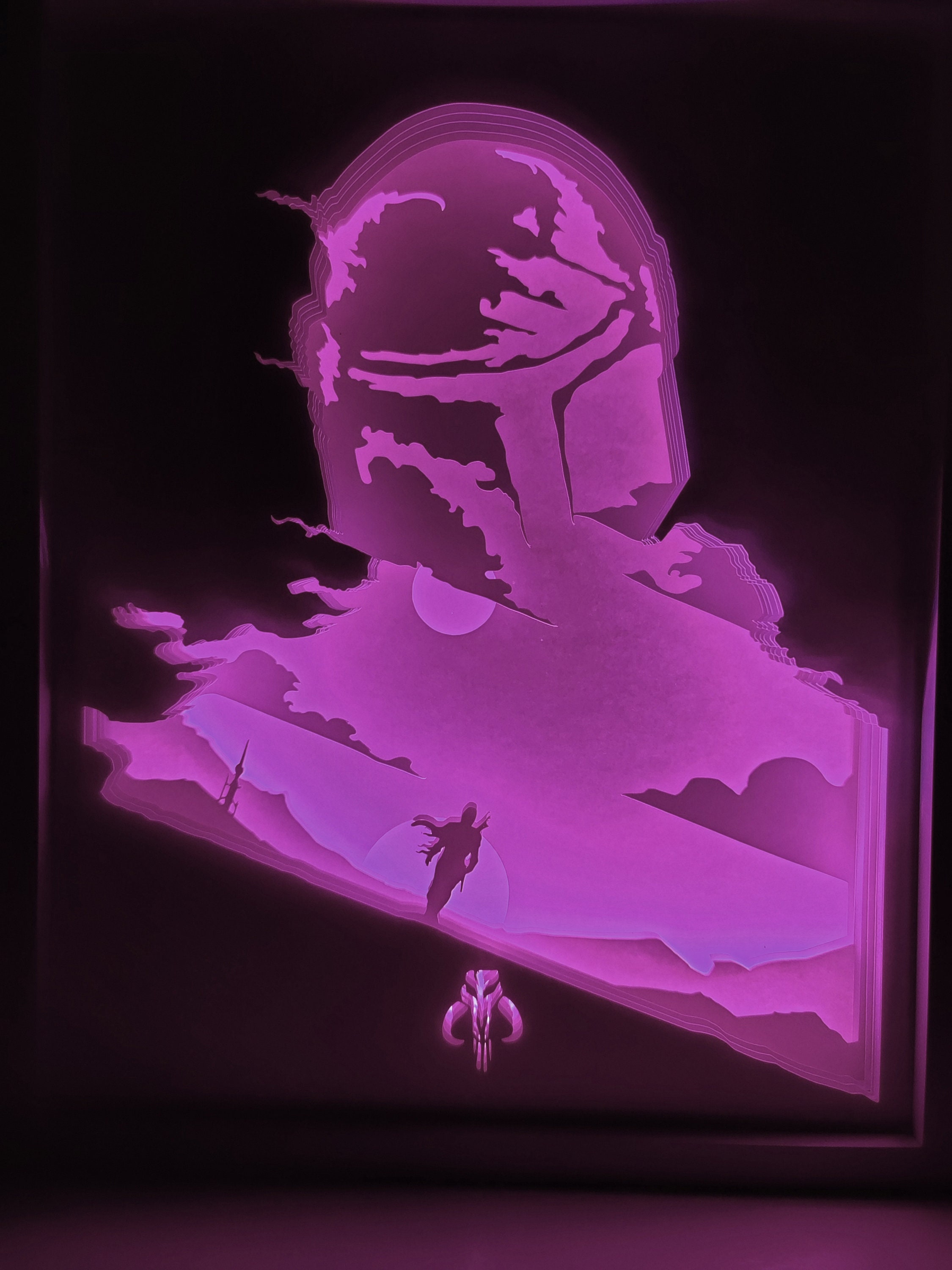 The Mandalorian Shadow Box LED Paper Cut Light Box/light Box Minimalist ...