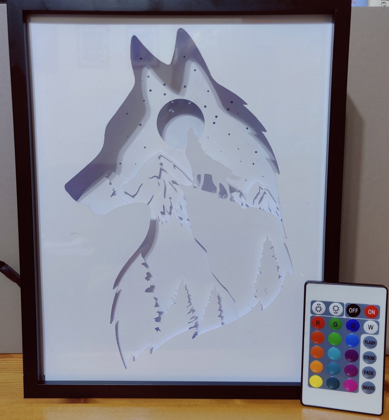 Twilight Wolf Shadow Box LED Paper Cut Light Box/light Box Minimalist ...