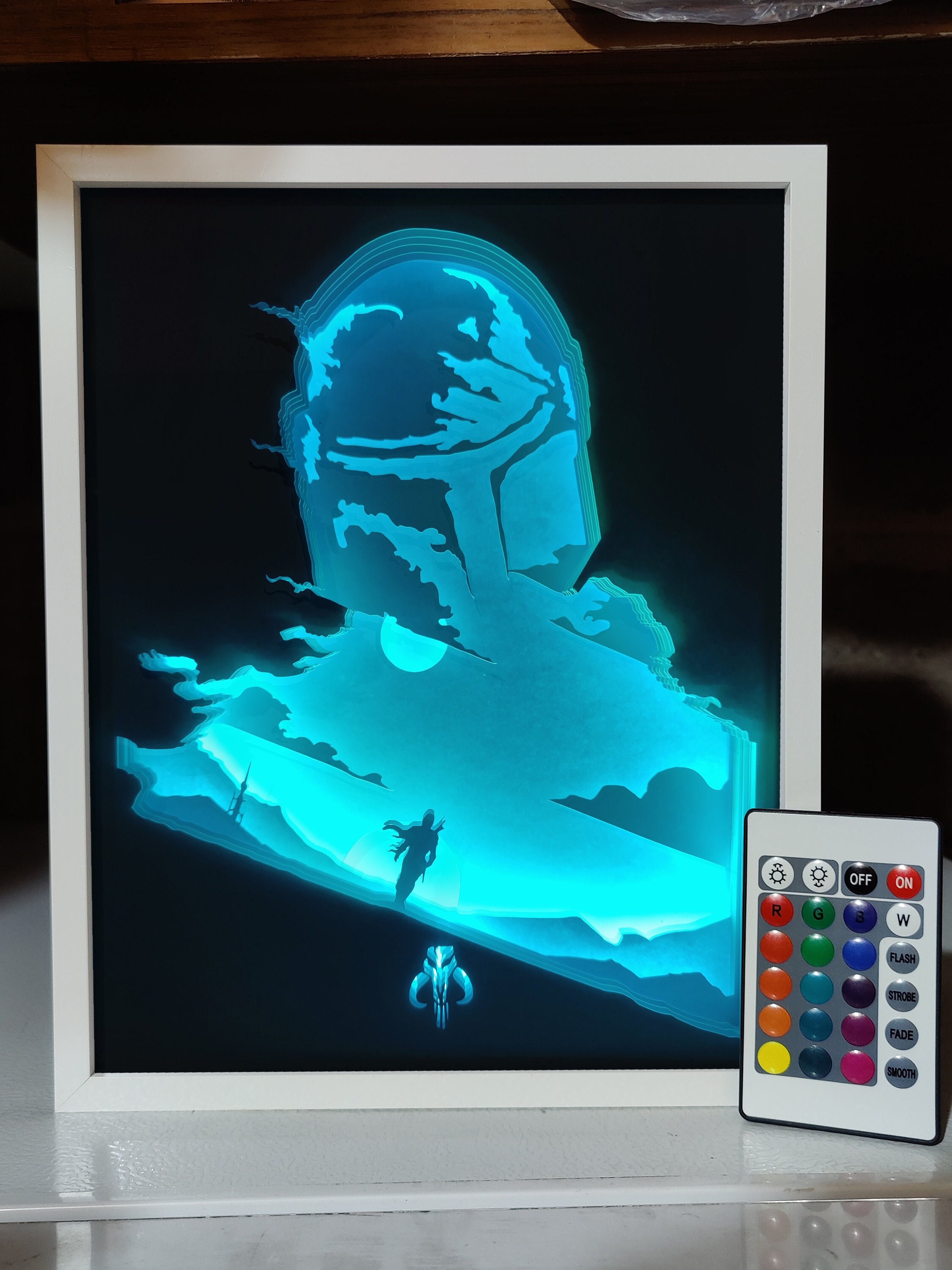 The Mandalorian Shadow Box LED Paper Cut Light Box/light Box Minimalist ...