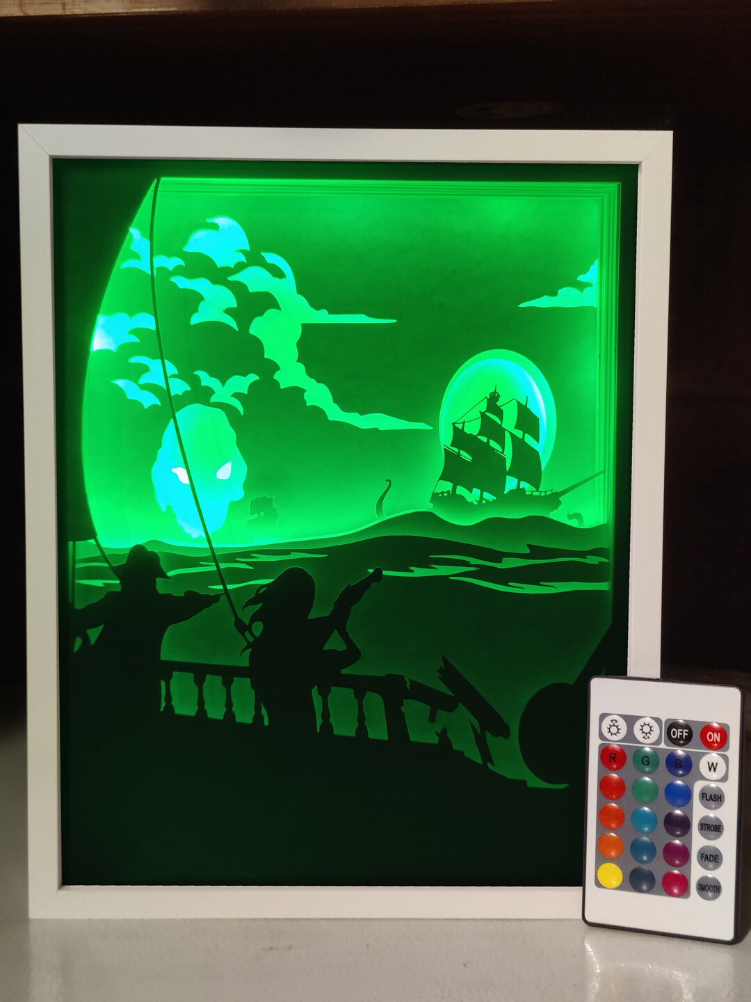 Pirate Battle Shadow Box LED Paper Cut Light Box/light Box Minimalist ...