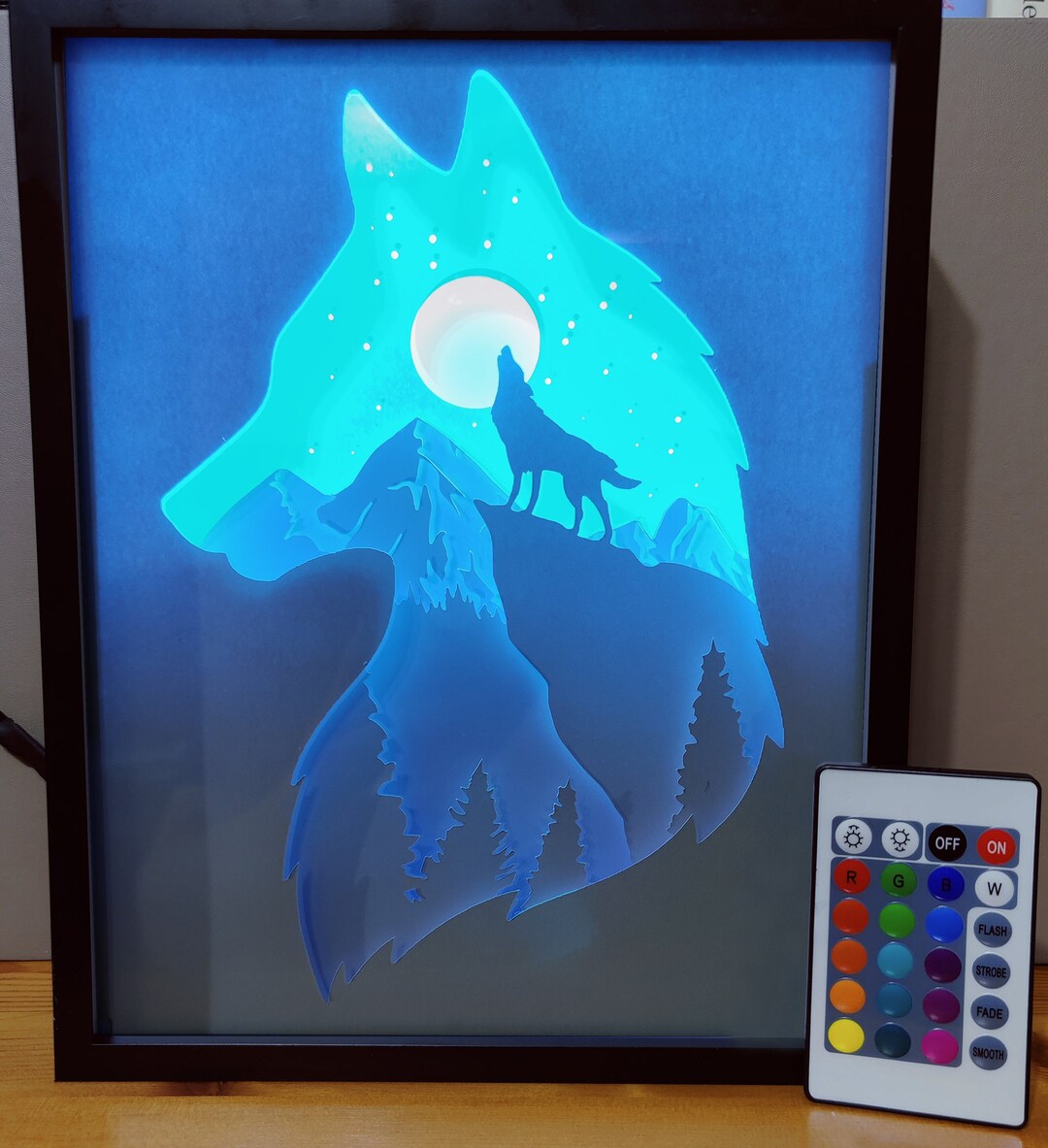 Twilight Wolf Shadow Box LED Paper Cut Light Box/light Box Minimalist ...