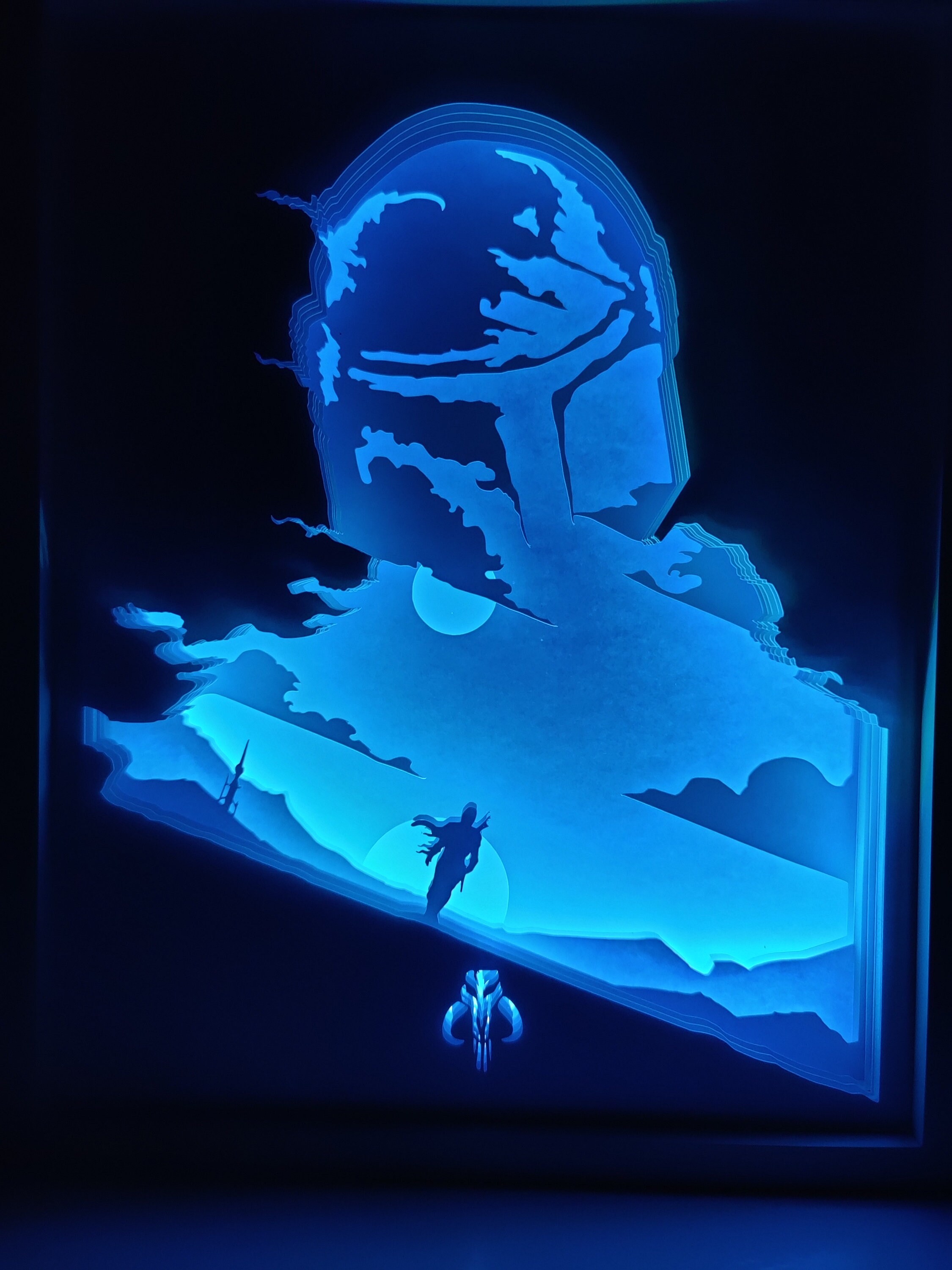 The Mandalorian Shadow Box LED Paper Cut Light Box/light Box Minimalist ...