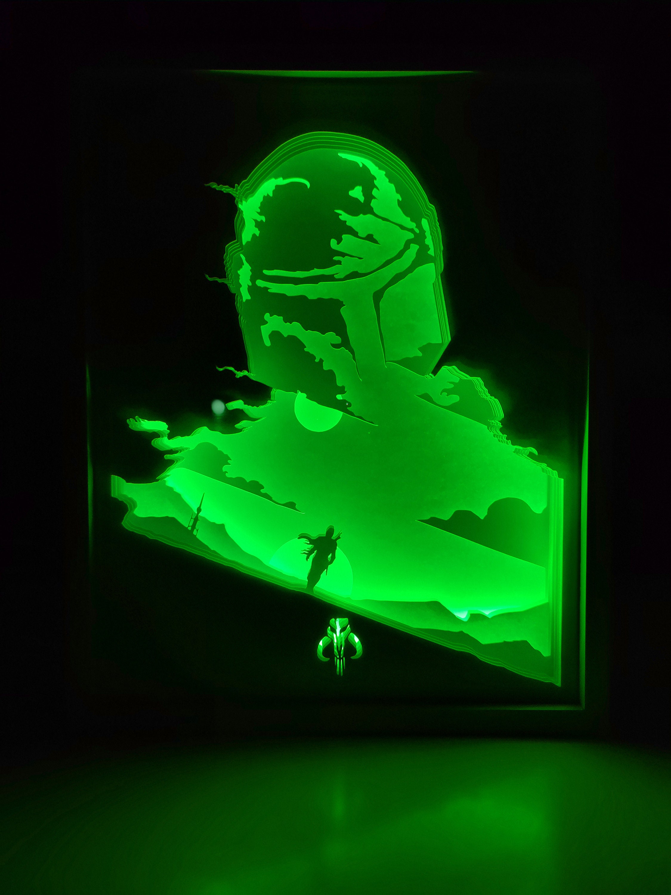 The Mandalorian Shadow Box LED Paper Cut Light Box/light Box Minimalist ...