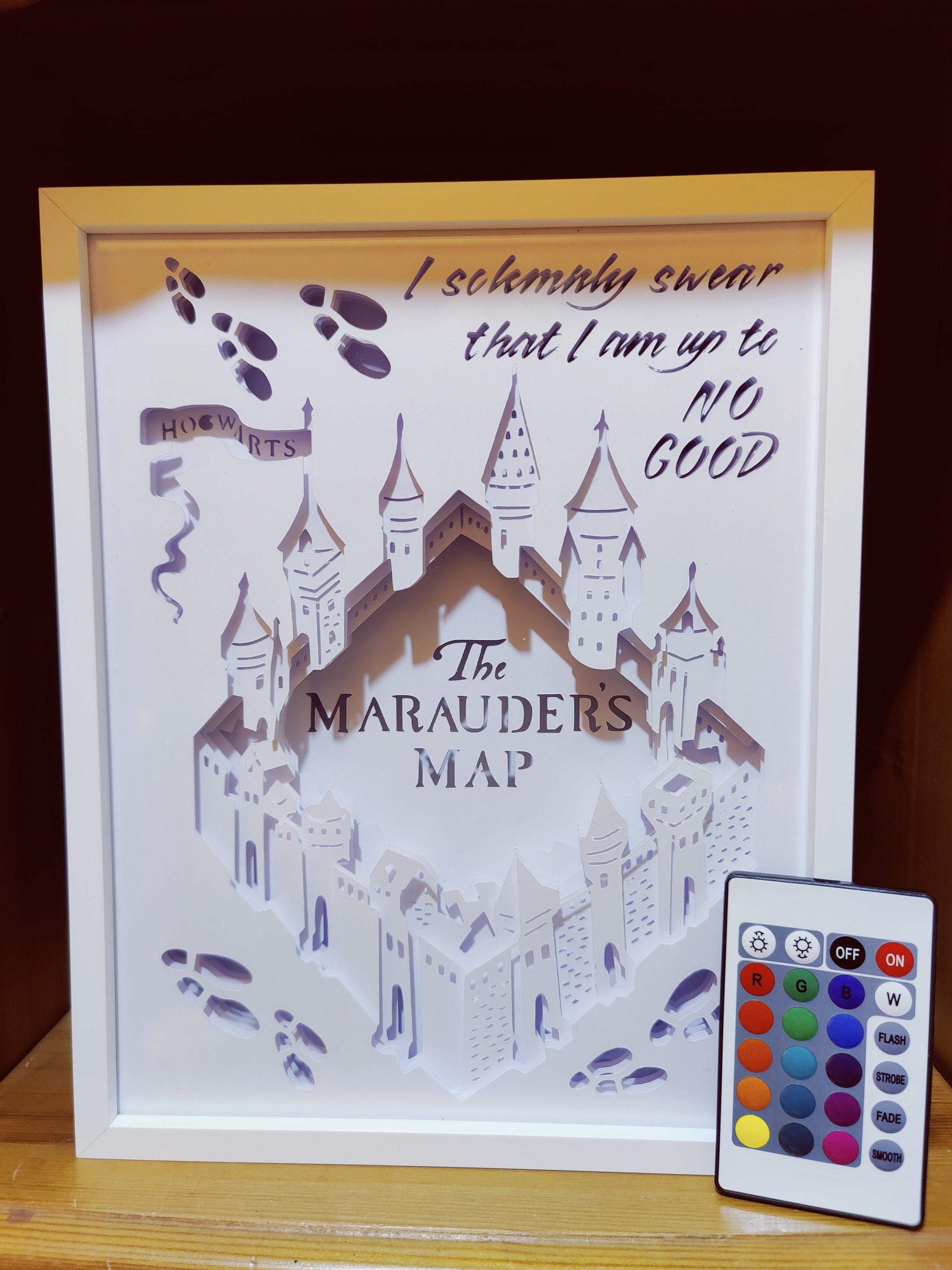 Marauders Map Shadow Box LED Paper Cut Light Box/light Box Minimalist ...