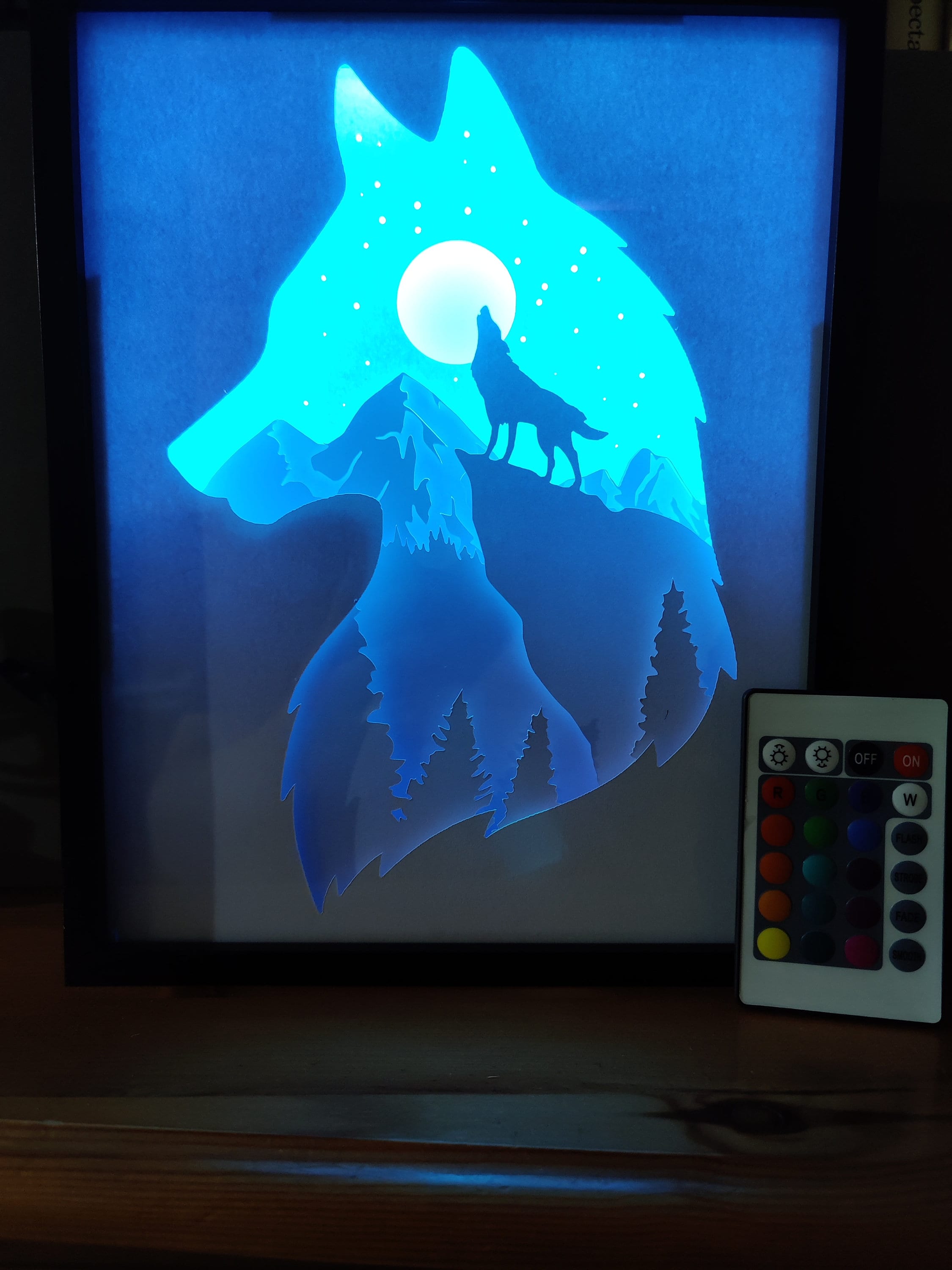Twilight Wolf Shadow Box LED Paper Cut Light Box/light Box Minimalist ...