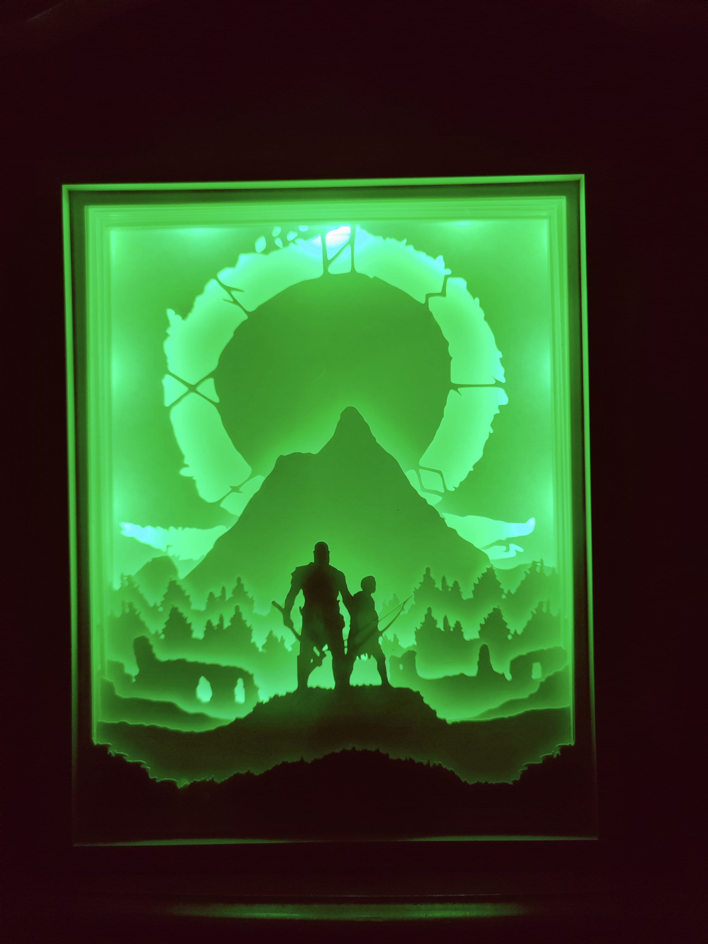 God of War Shadow Box LED Paper Cut Light Box/light Box Minimalist ...
