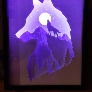Twilight Wolf Shadow Box LED Paper Cut Light Box/light Box Minimalist ...