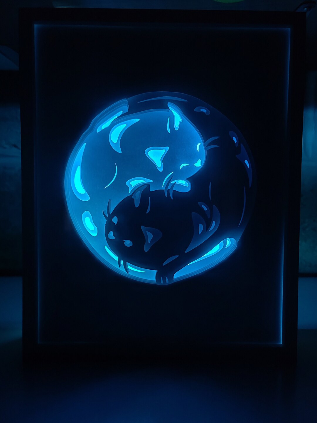Yin Yang Cat Shadow Box | LED Paper Cut Light Box/light Box ...