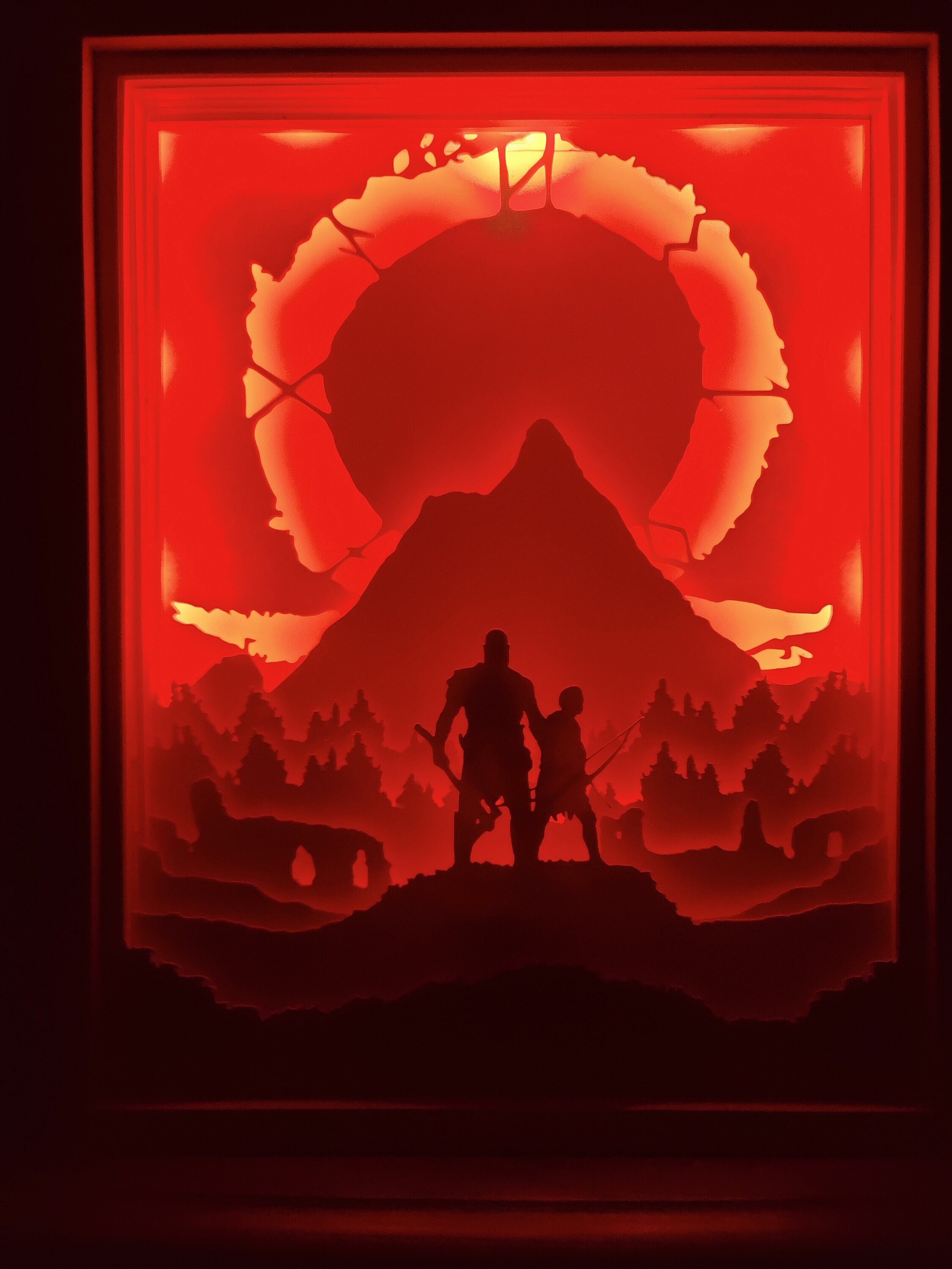 God of War Shadow Box LED Paper Cut Light Box/light Box Minimalist ...