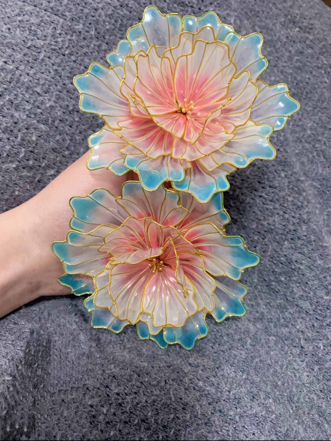 Handmade Hairpin,japanese Kanzashi Hairpin,glass Resin,peony Hairpin ...