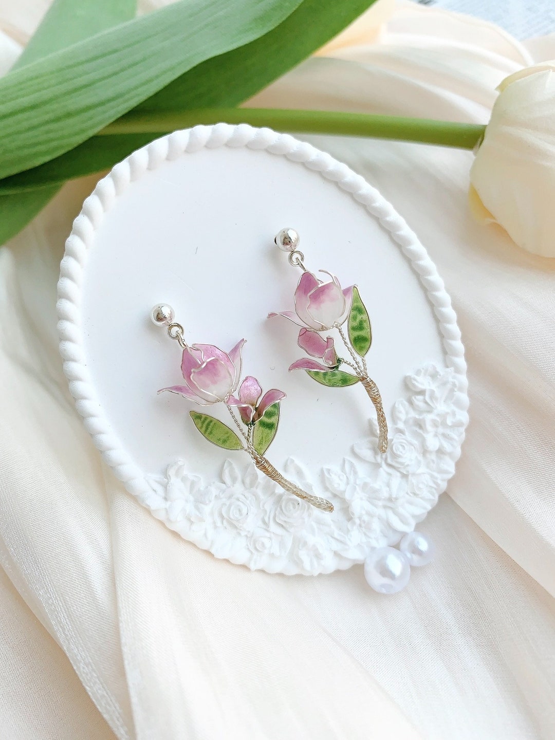Handmade Lavender Flower Earrings,blossom Dangle Earrings,gifts for ...