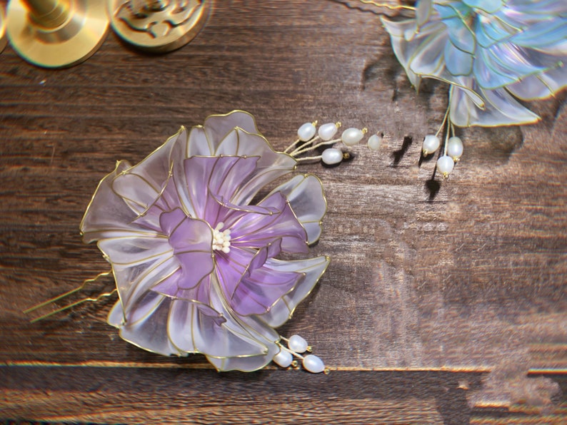 Handmade Hairpinjapanese Kanzashi Hairpinglass Resinpeony - Etsy