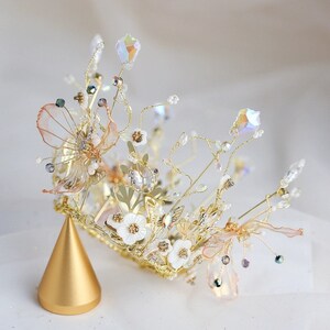 Handmade Japanese Kanzashi,bridal Crown,glass Resin Tiara,anime ...