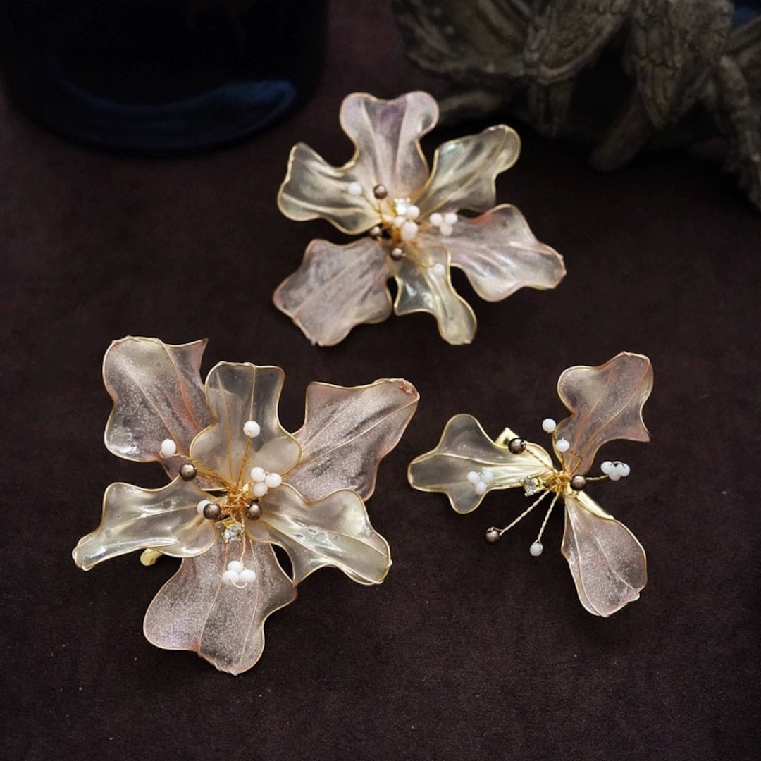 Handmade Japanese Kanzashi Hairpin,bridal Hairclip,glass Resin Hairclip ...