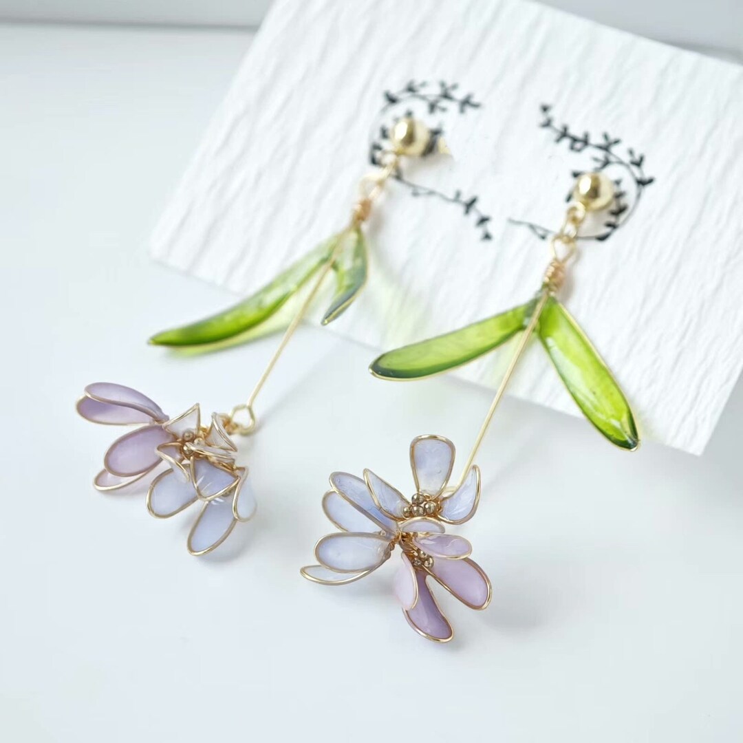 Handmade Lavender Flower Earrings,blossom Dangle Earrings,gifts for ...