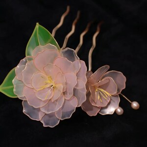 Handmade Hairpin,japanese Kanzashi Hairpin,glass Resin,peony Hairstick ...