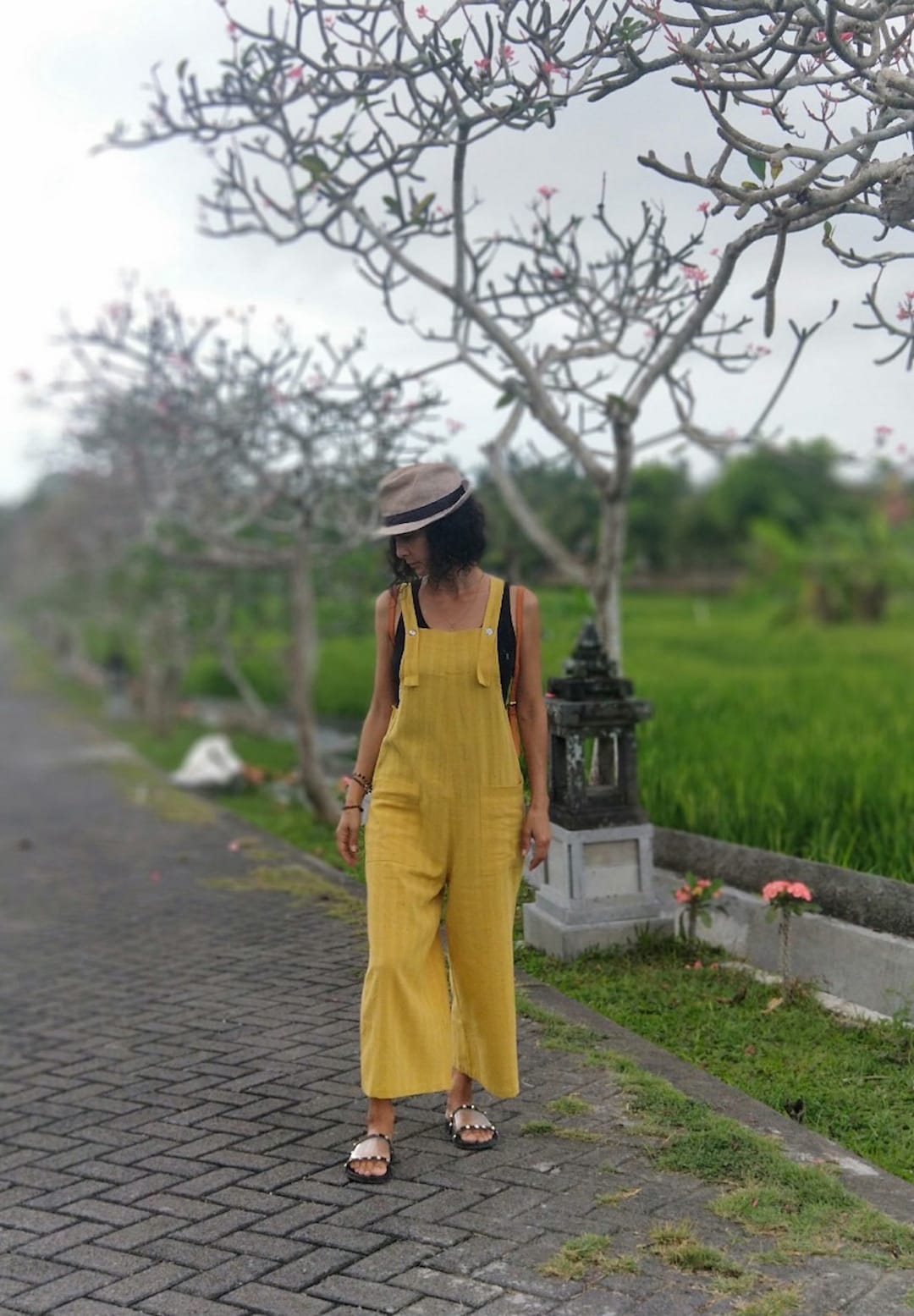 Handmade Cotton Overalls, Summer Jumpsuit, Women's Yellow Dungarees ...