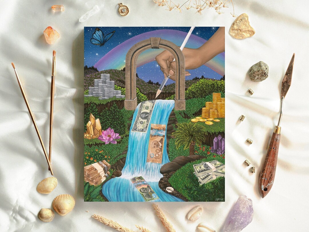 River of Fortune Wealth Prosperity Good Fortune Money Waterfall Art ...