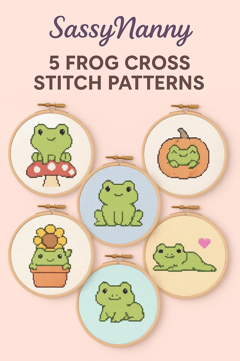 5 Frog Cross Stitch Patterns - Etsy