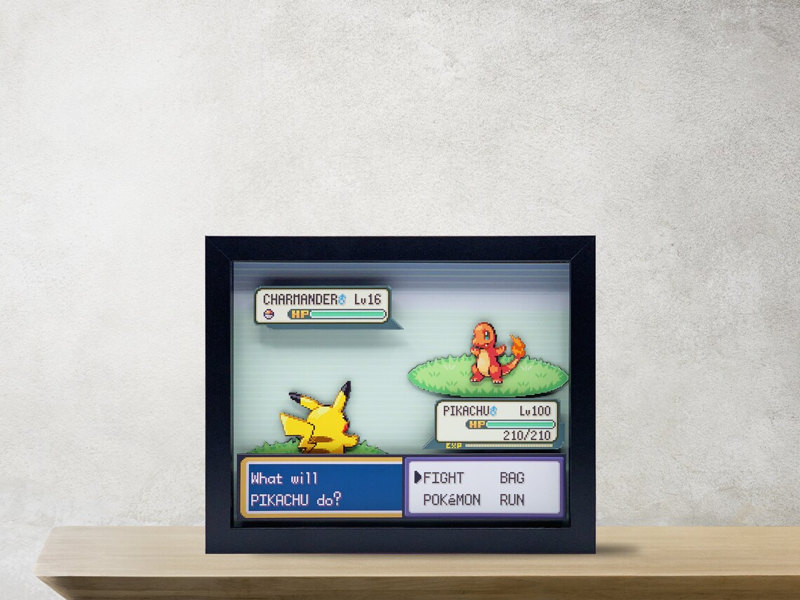 Pokemon - Pikachu/charmander - Shadow Box - Etsy