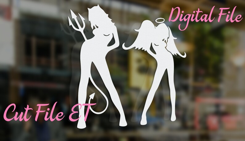 Angel & Devil, Cut Files, Stickers, Decals, Vinyl, Clipart, Sexy Girl ...