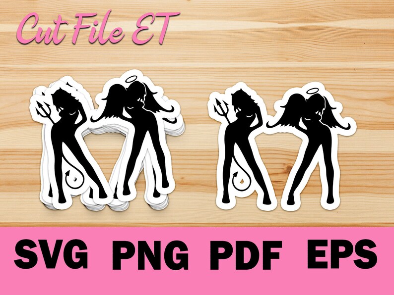 Angel & Devil, Cut Files, Stickers, Decals, Vinyl, Clipart, Sexy Girl ...