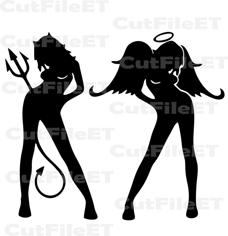 Angel & Devil, Cut Files, Stickers, Decals, Vinyl, Clipart, Sexy Girl ...