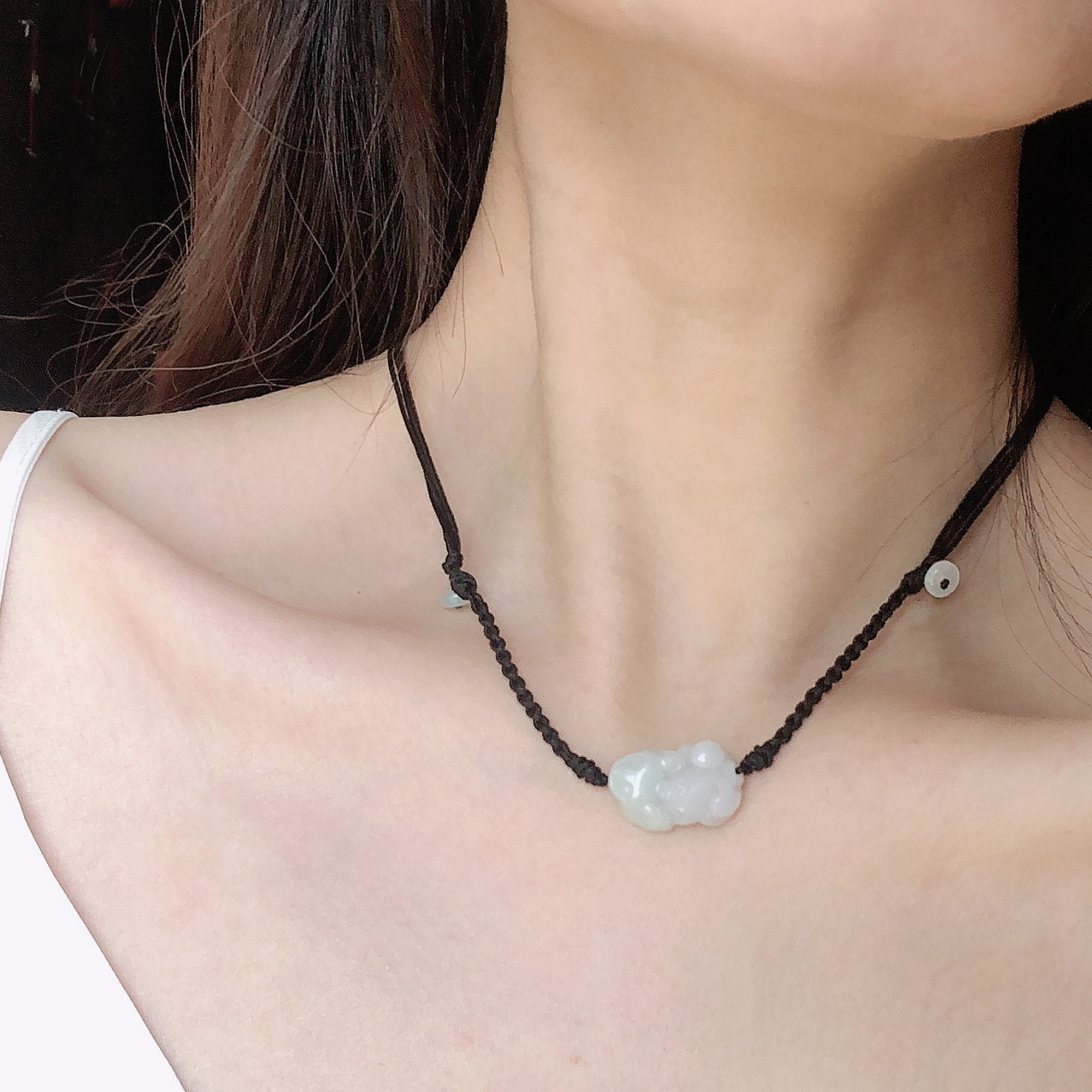 Handmade Adjustable Red / Black String Necklace Natural Jade - Etsy ...