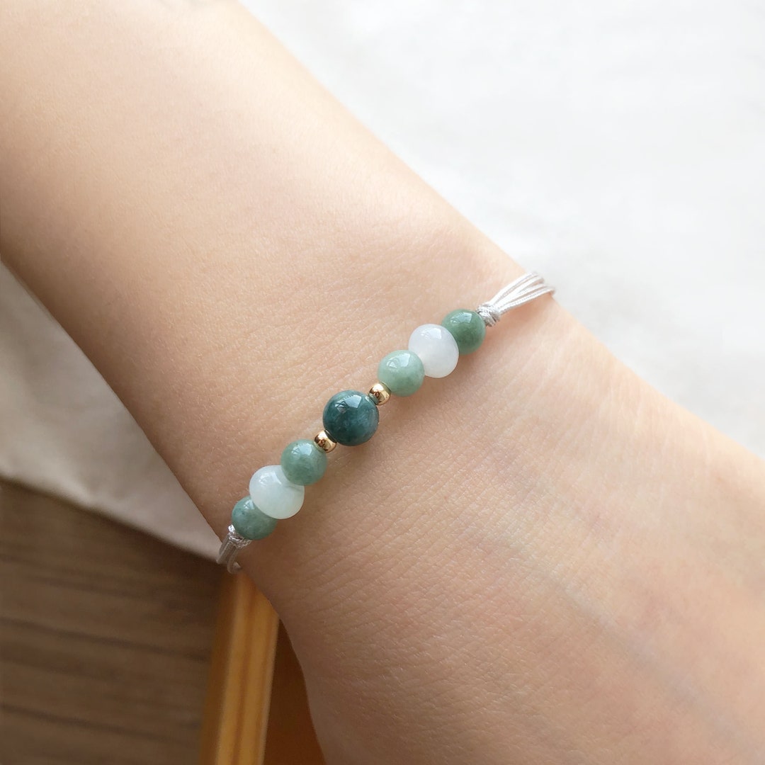 100% Genuine Jade Bracelet for Women Natural Green Jade and White Jade ...