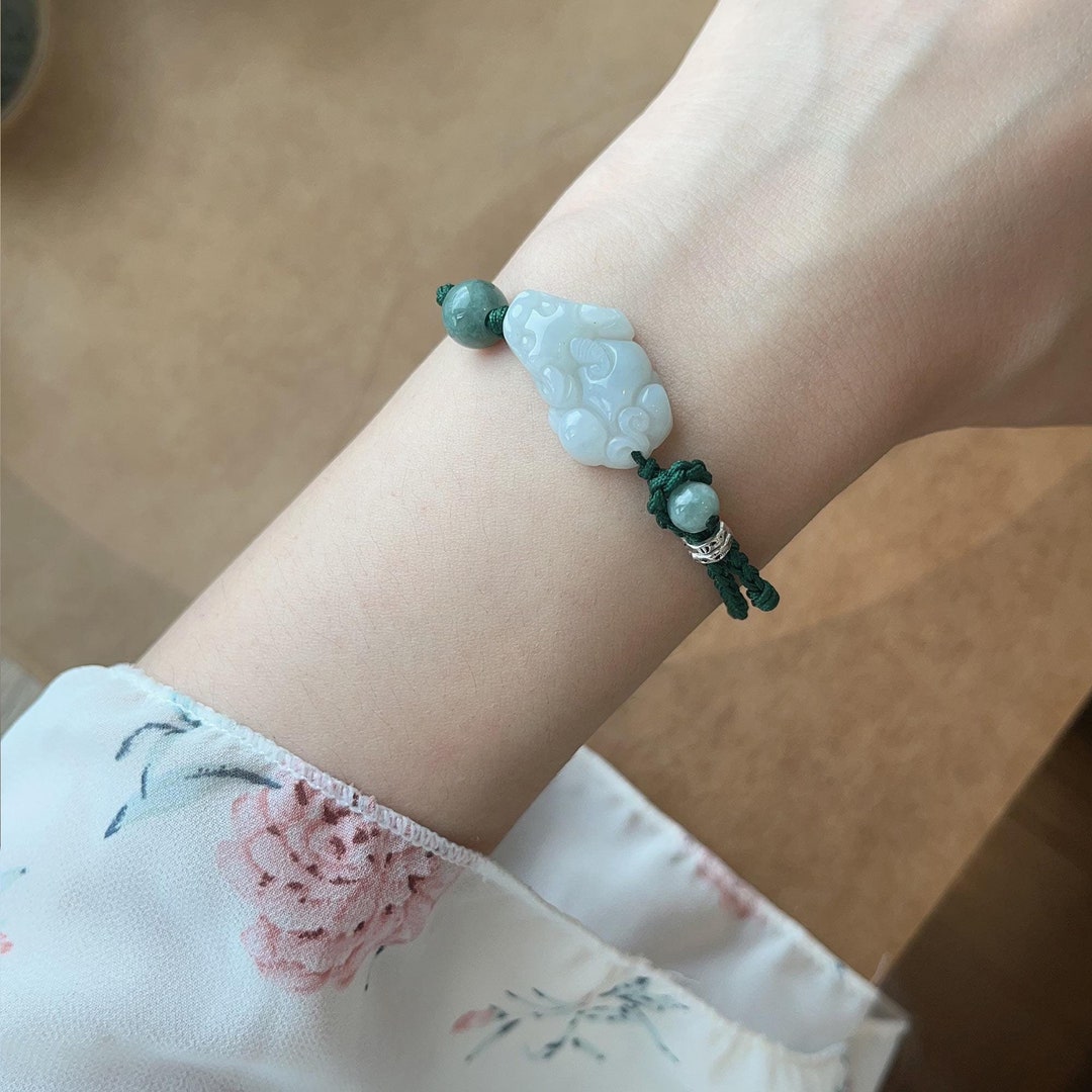 Red String Jade Bracelet for Women & Man Natural Jade Pixiu the Lucky ...