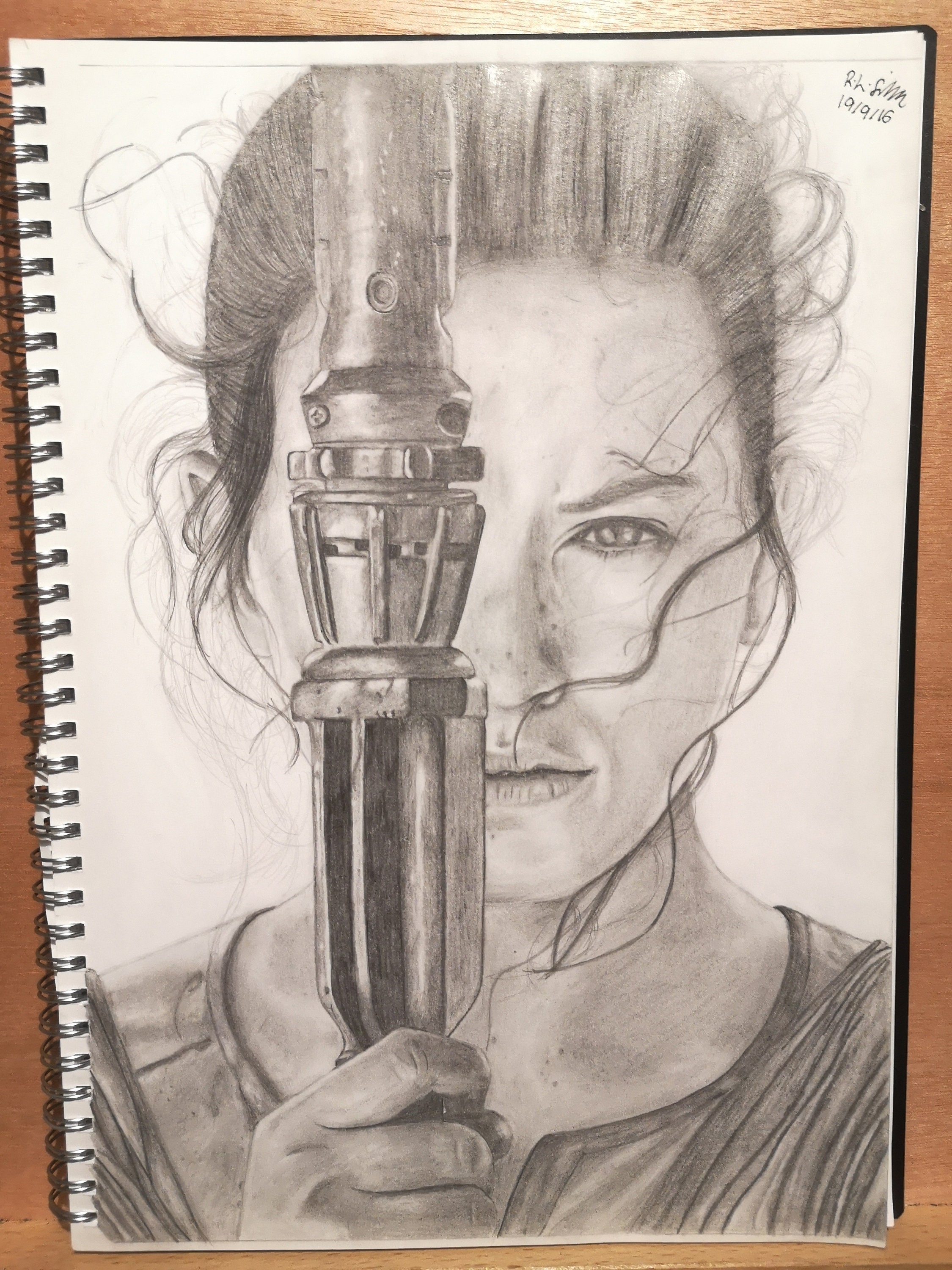 A4 and A3 Prints Hand Drawn Picture of Rey star Wars - Etsy
