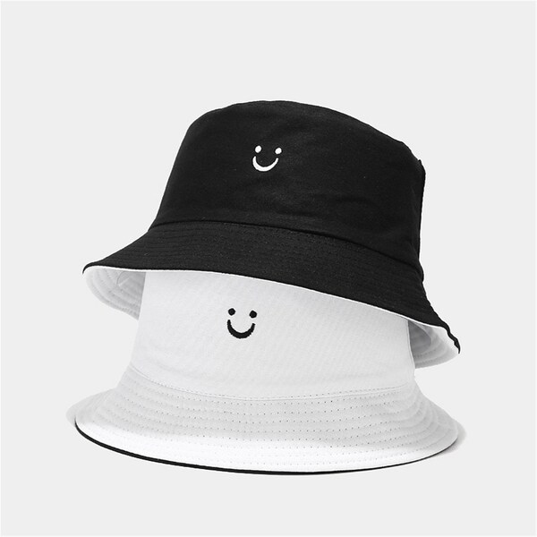 Black Smiley Face Bucket Hat - Etsy
