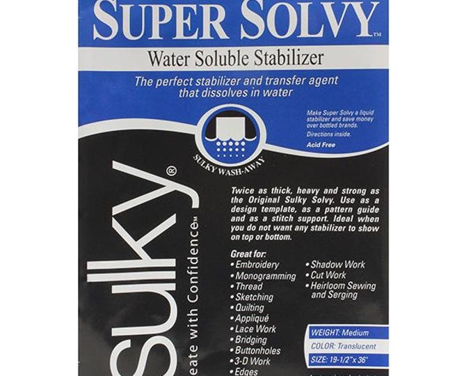 Sulky Super Solvy Stabilizer - Clear - 19.75'' X 1 Yd. Pkg - Etsy