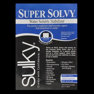 Sulky Super Solvy Stabilizer - Clear - 19.75'' X 1 Yd. Pkg - Etsy