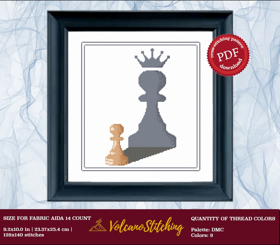 Chess Cross Stitch Pattern Game Embroidery Hoop Art Modern | Etsy