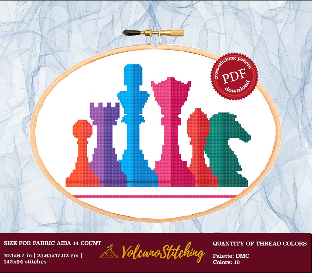 Chess Cross Stitch PDF Pattern, Instant Digital Download, Modern ...
