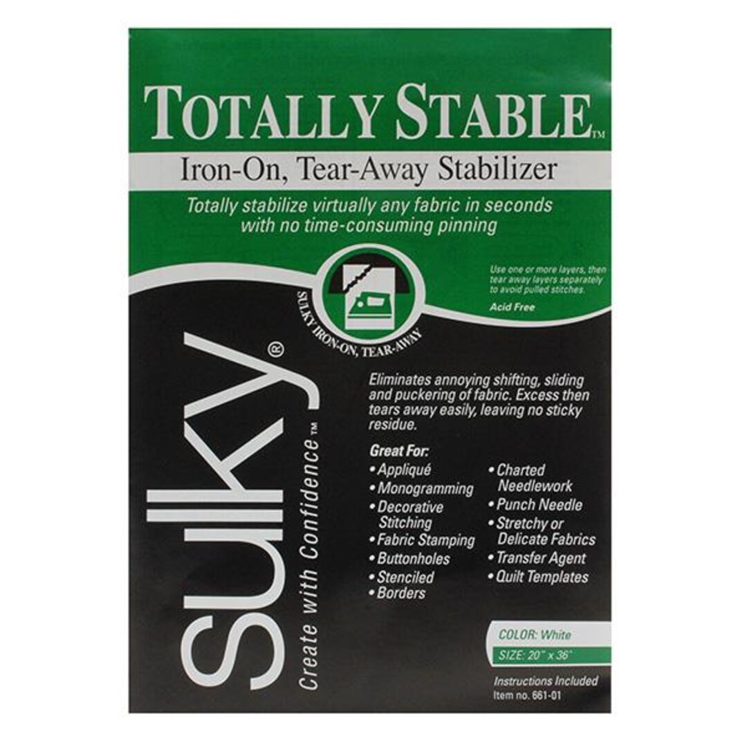 Sulky Totally Stable Stabilizer - White - 20'' X 1 Yd. Pkg - Etsy