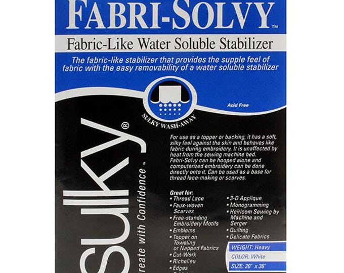 Sulky Fabri-solvy Stabilizer - White - 20'' X 1 Yd. Pkg - Etsy