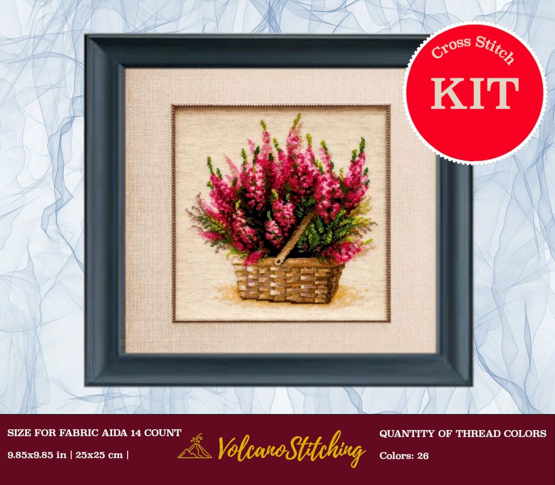 Scottish Heather Cross Stitch Kit by RIOLIS 1324, Flower Embroidery ...
