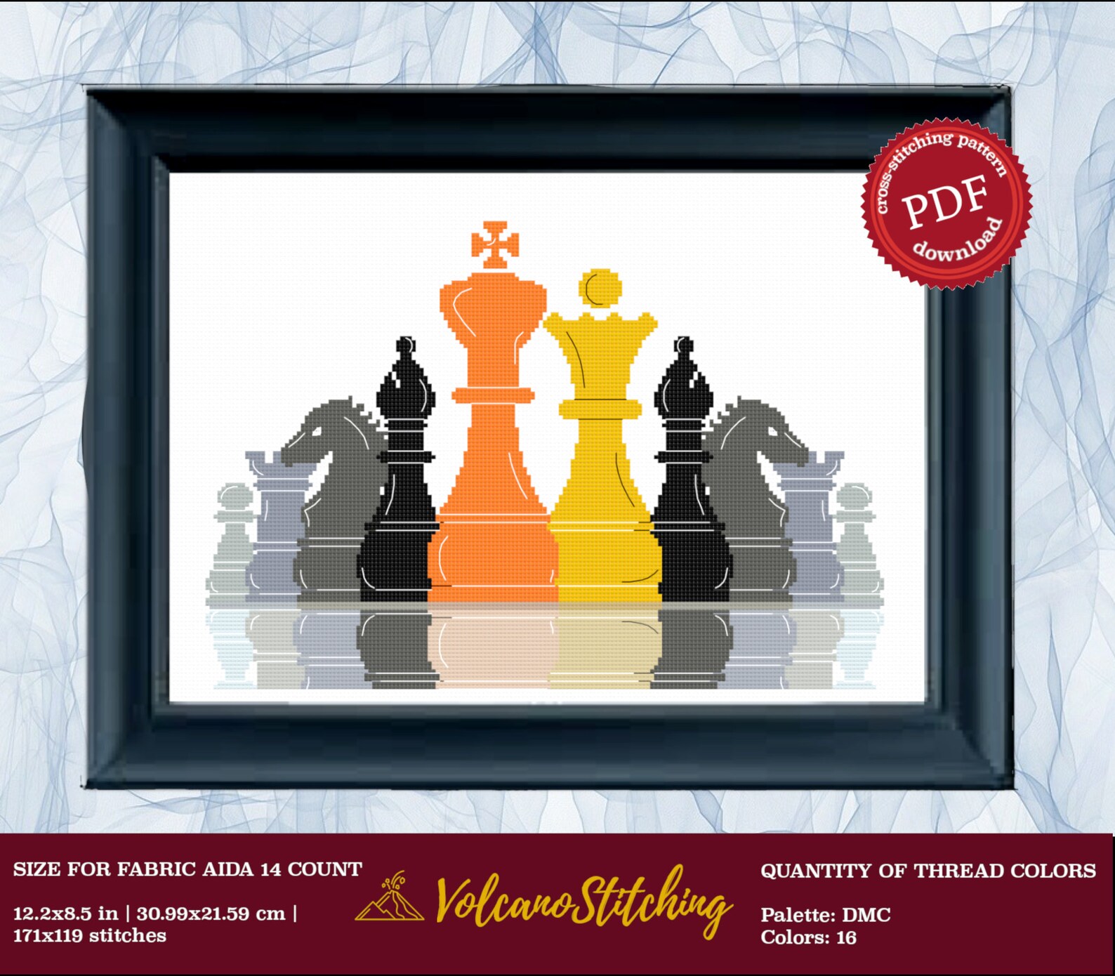 Magic Chess Cross Stitch Pattern Smart Embroidery Hoop Art - Etsy