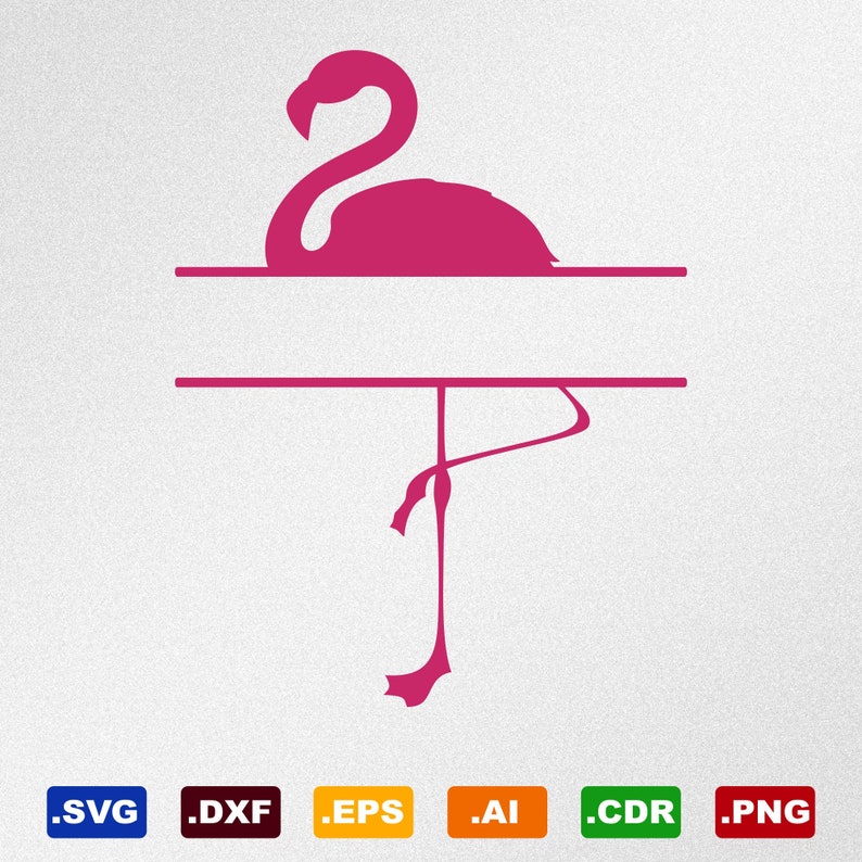 Flamingo Monogram Svg Dxf Eps Ai Cdr Vector Files for | Etsy