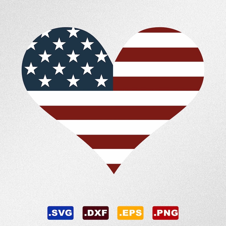 Heart American Flag Svg, Dxf, Eps Vector Files for Silhouette, Cricut ...