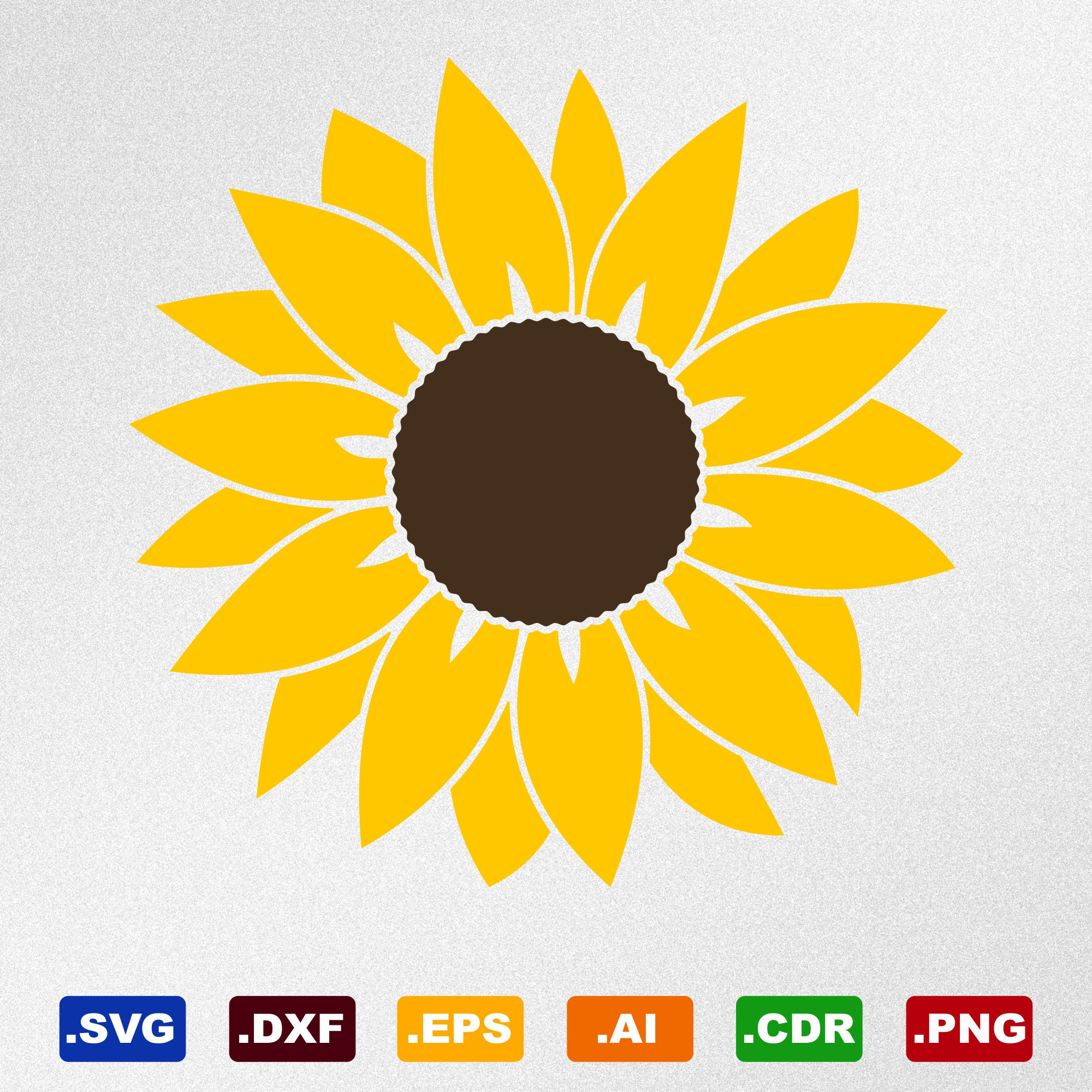 Sunflower Svg Dxf Eps Ai Cdr Vector Files For Silhouette Etsy