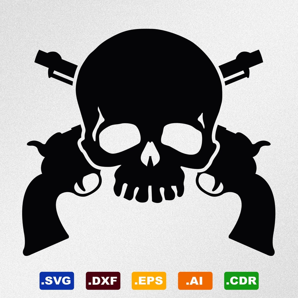 Skull Guns Svg, Dxf, Eps, Ai, Cdr Vector Files for Silhouette, Cricut ...