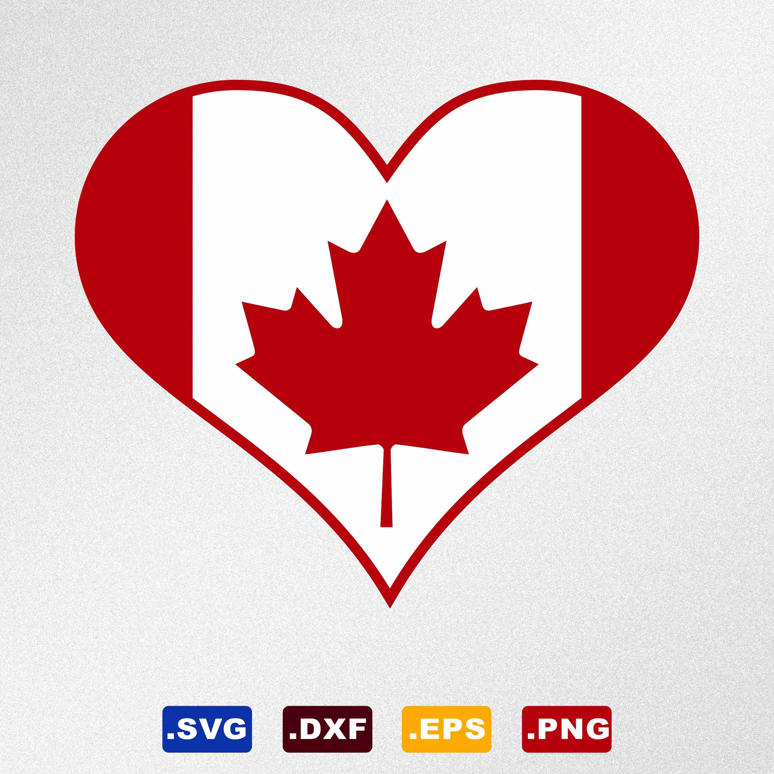 Heart Canada Flag Svg Dxf Eps Vector Files for Silhouette | Etsy
