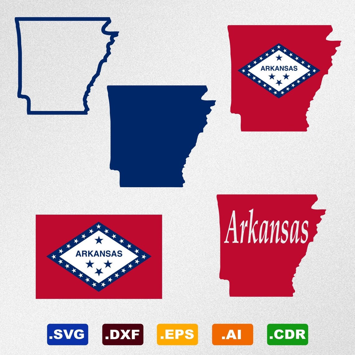 Arkansas Map Flag Svg, Dxf, Eps, Ai, Cdr Vector Files for Silhouette ...